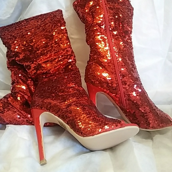 Shoes | Sexy Red Sequin Over The Knee Bootsfinal Price | Poshmark